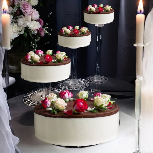 4 Tier Cake Stand Set, Heavy Duty Round Wedding Cake Cupcake Display ...