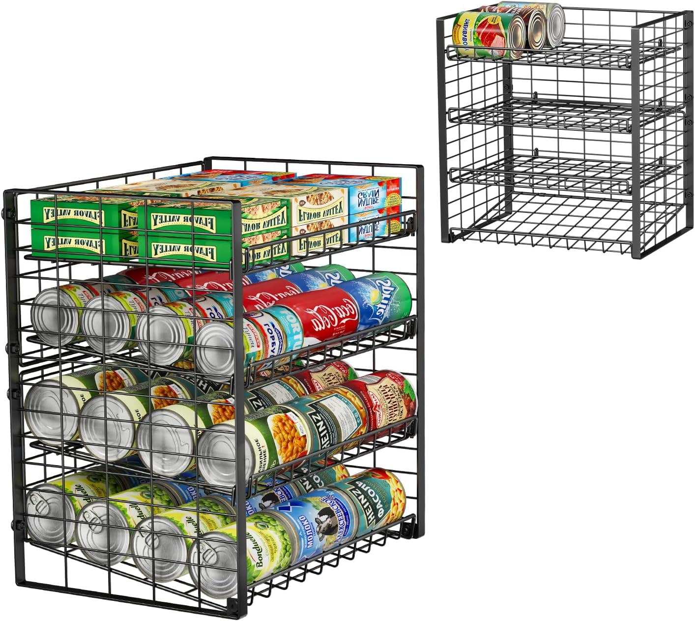 4-Tier Can Rack Organizer for Pantry, Adjustable Can Storage Holder for ...