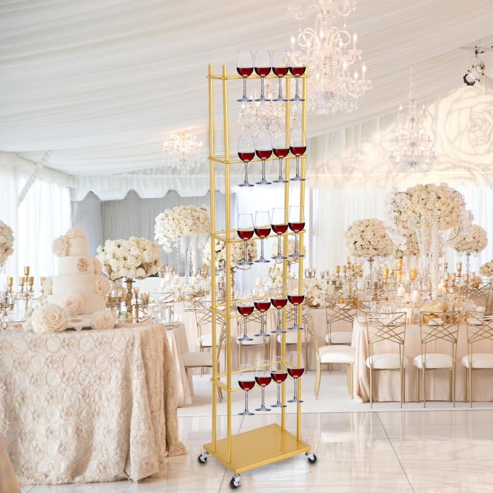 4 Tier Champagne Wall Holder for Party, 16 Glasses Metal Champagne Wall ...