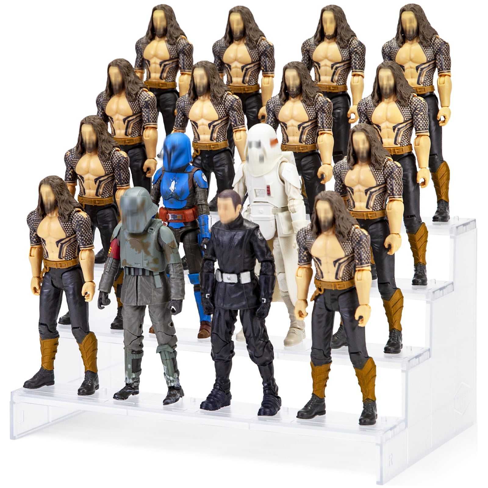 4 Tier Clear Action Figure Display Stand Shelf with Peg for 6 inch Star ...