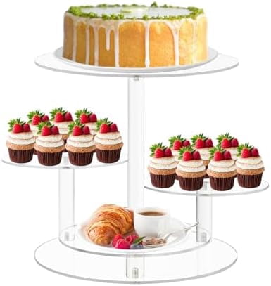 4 Tier Clear Cake and Cupcake Stand Combo for Birthday Party Decor ...