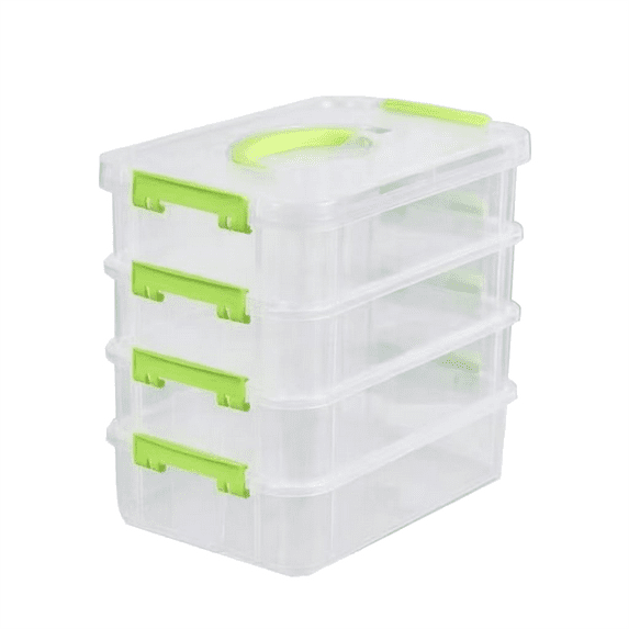 4-Tier Clear Storage Box, Multi-Functional Stackable Portable Organizer ...
