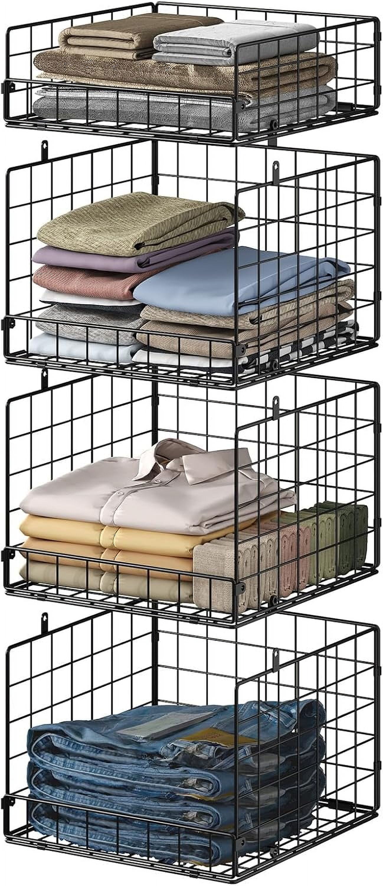 4 Tier Closet Organizers and Storage Shelves, Collapsible Stackable ...