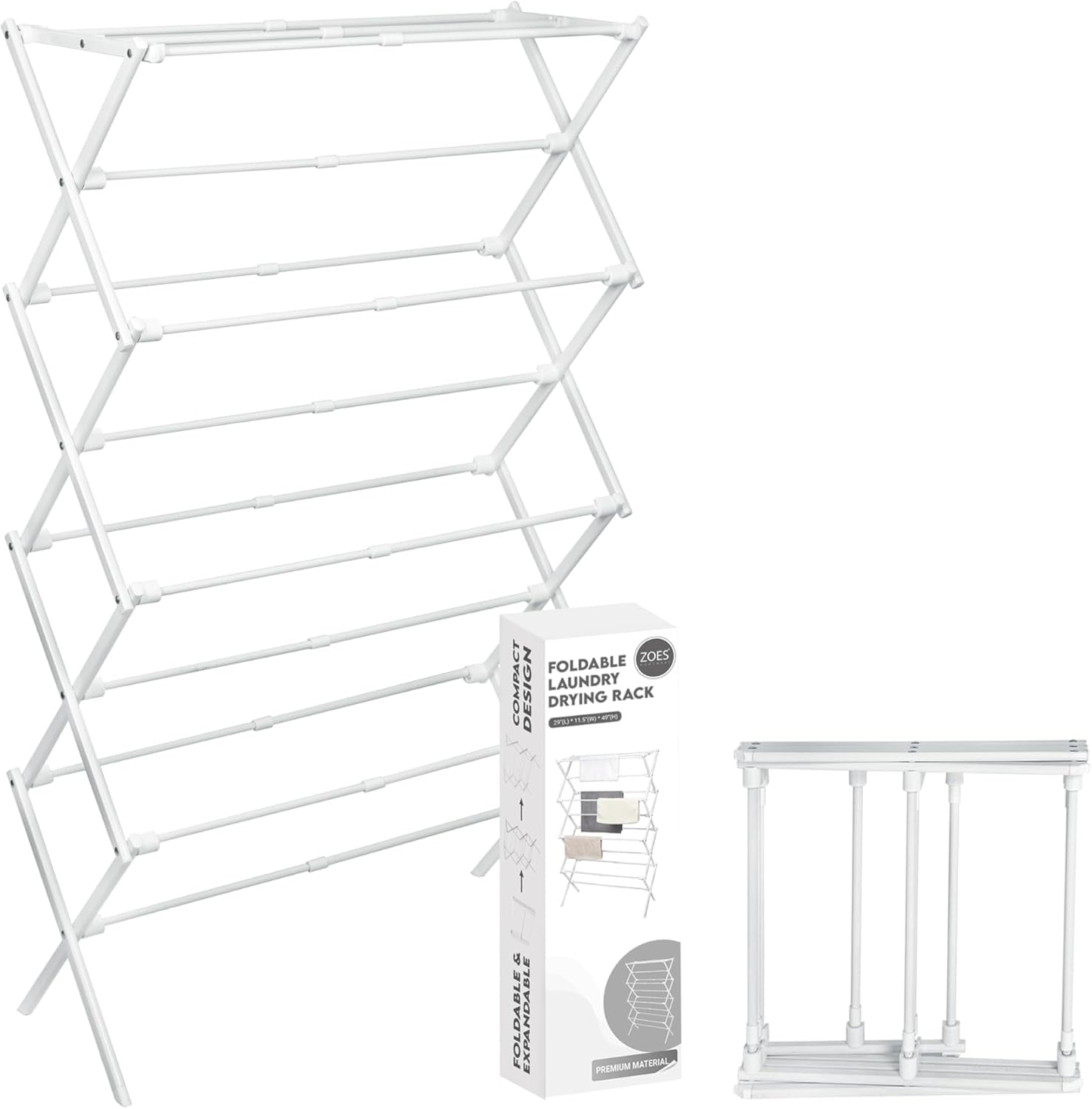 4-Tier Clothes Drying Rack, 4ft High Foldable Drying Rack Clothing for ...