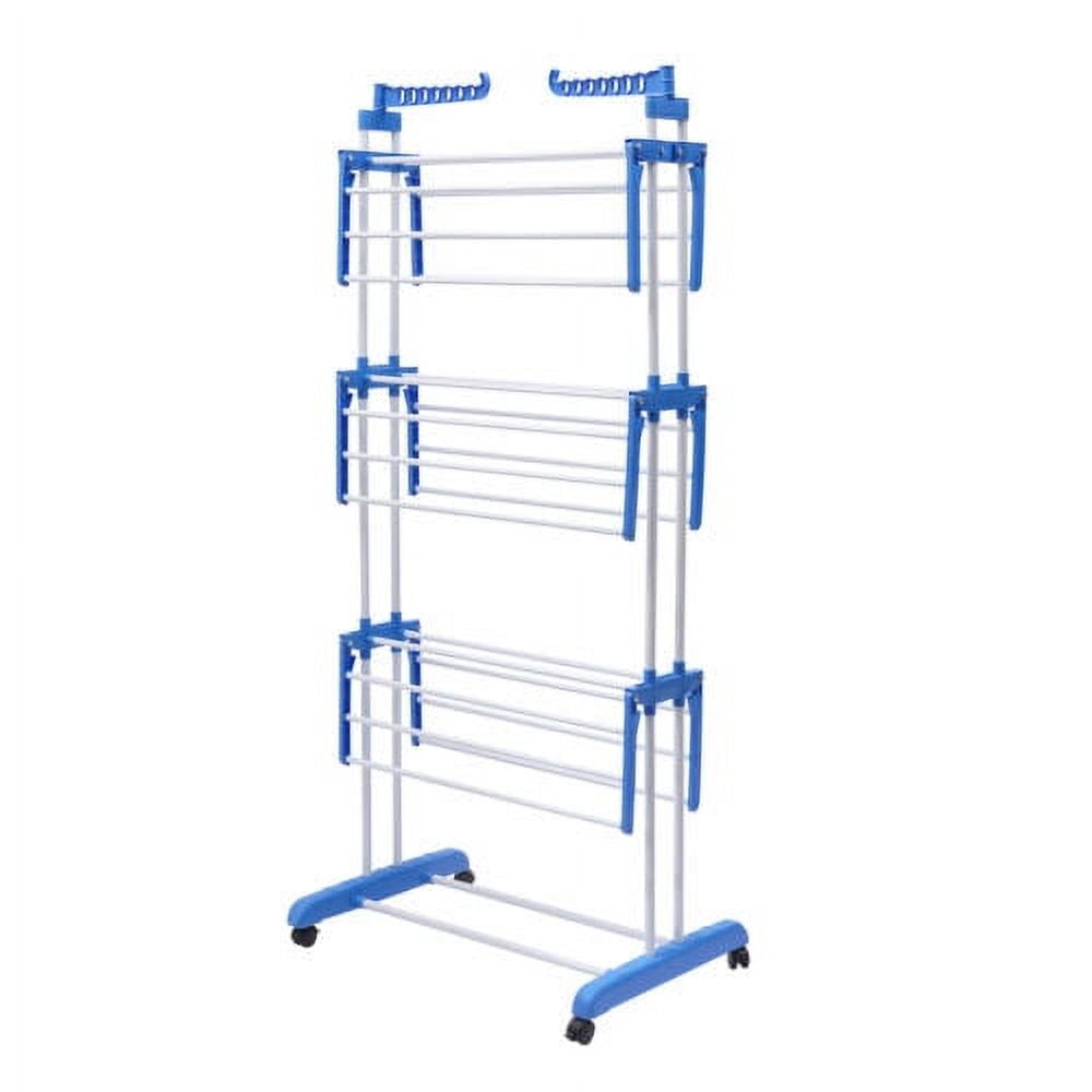 4 Tier Clothes Drying Rack Laundry Organizer Stand Folding Rolling ...