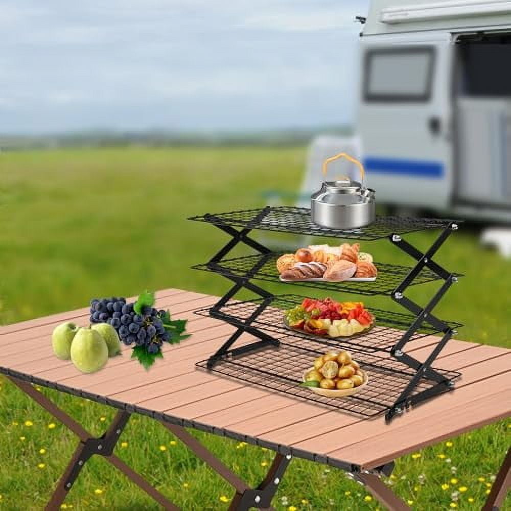 4-Tier Collapsible Cooling Rack, Adjustable Stackable Roasting Cooking ...