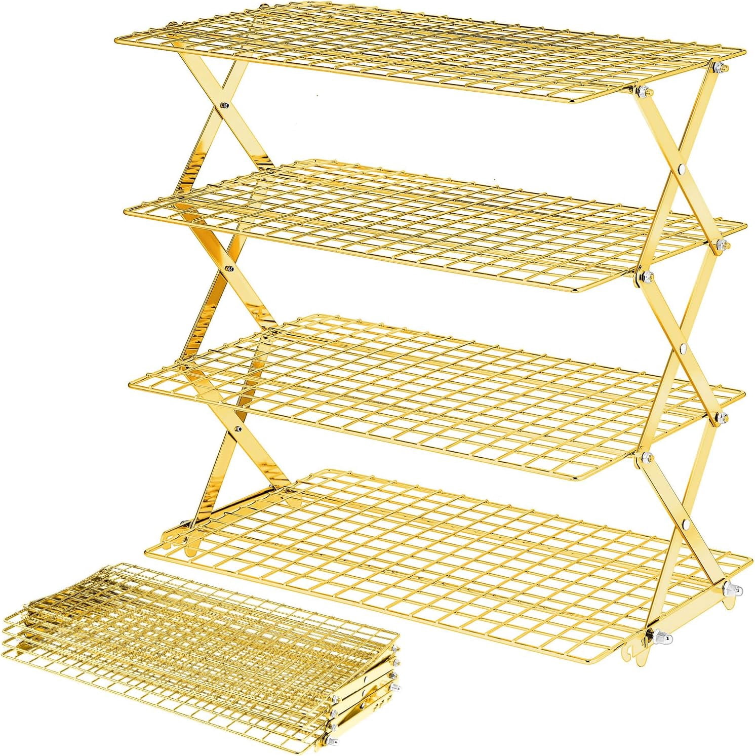 4 Tier Collapsible Cooling Rack - Adjustable Stainless Steel Baking ...