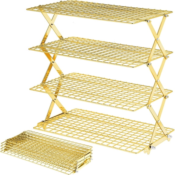 4 Tier Collapsible Cooling Rack - Adjustable Stainless Steel Baking ...