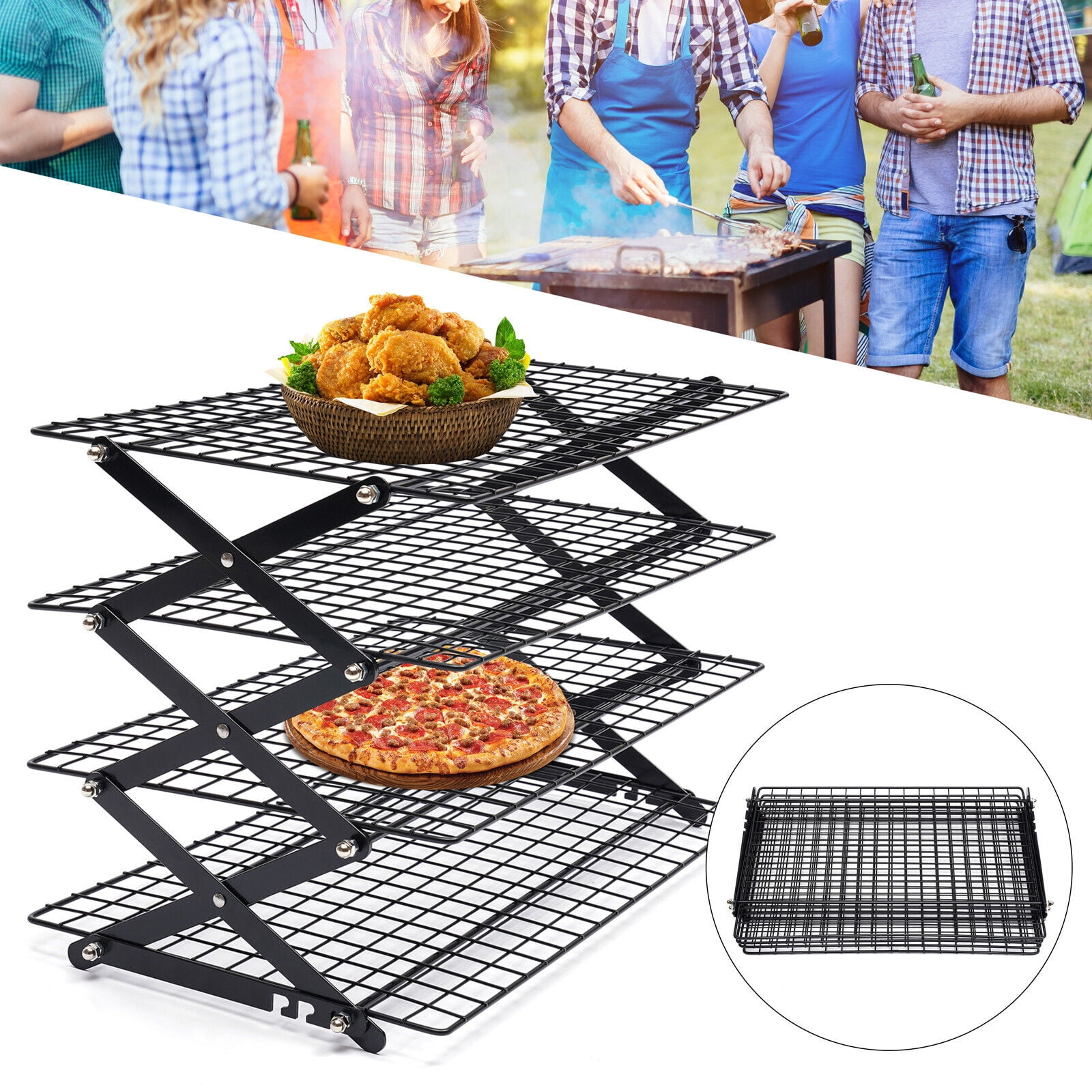 4 Tier Collapsible Cooling Rack Baking Cookie Rack Stackable Cooling ...