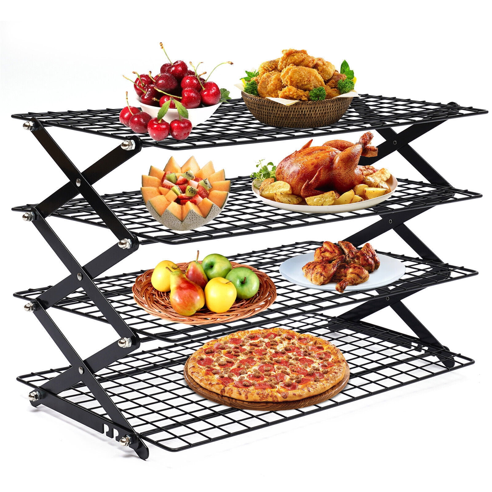 4-Tier Collapsible Cooling Rack Baking Cookie Rack Stackable Cooling ...