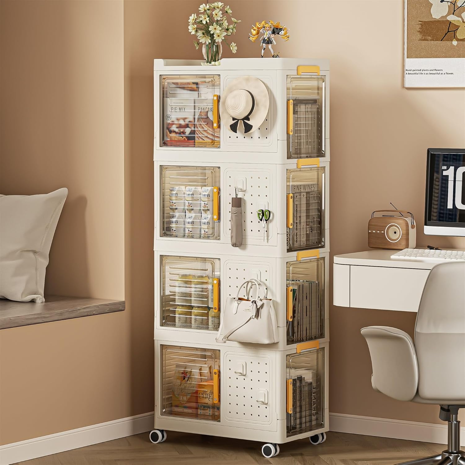 4 Tier Collapsible Storage Bins with Lids,61QT/15.3GAL Plastic Foldable ...