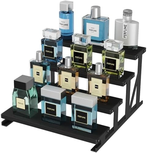4 Tier Cologne Organizer for Men, 9.8inch Wooden Perfume Stand, Display ...
