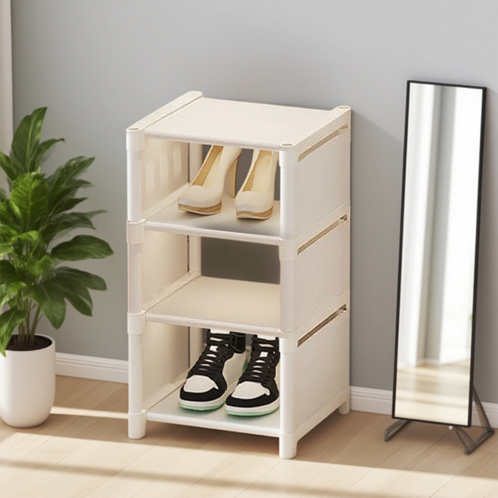 4 Tier Concise Shoe Rack, Multi-Layer Space Saving Storage for Doorway, Dormitory Shoe Cabinet ...