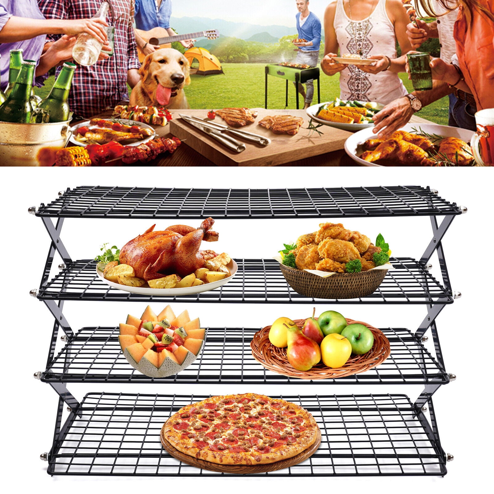 4-Tier Cooling Rack Gourmet Baking Cookie Cake Display Rack Food ...