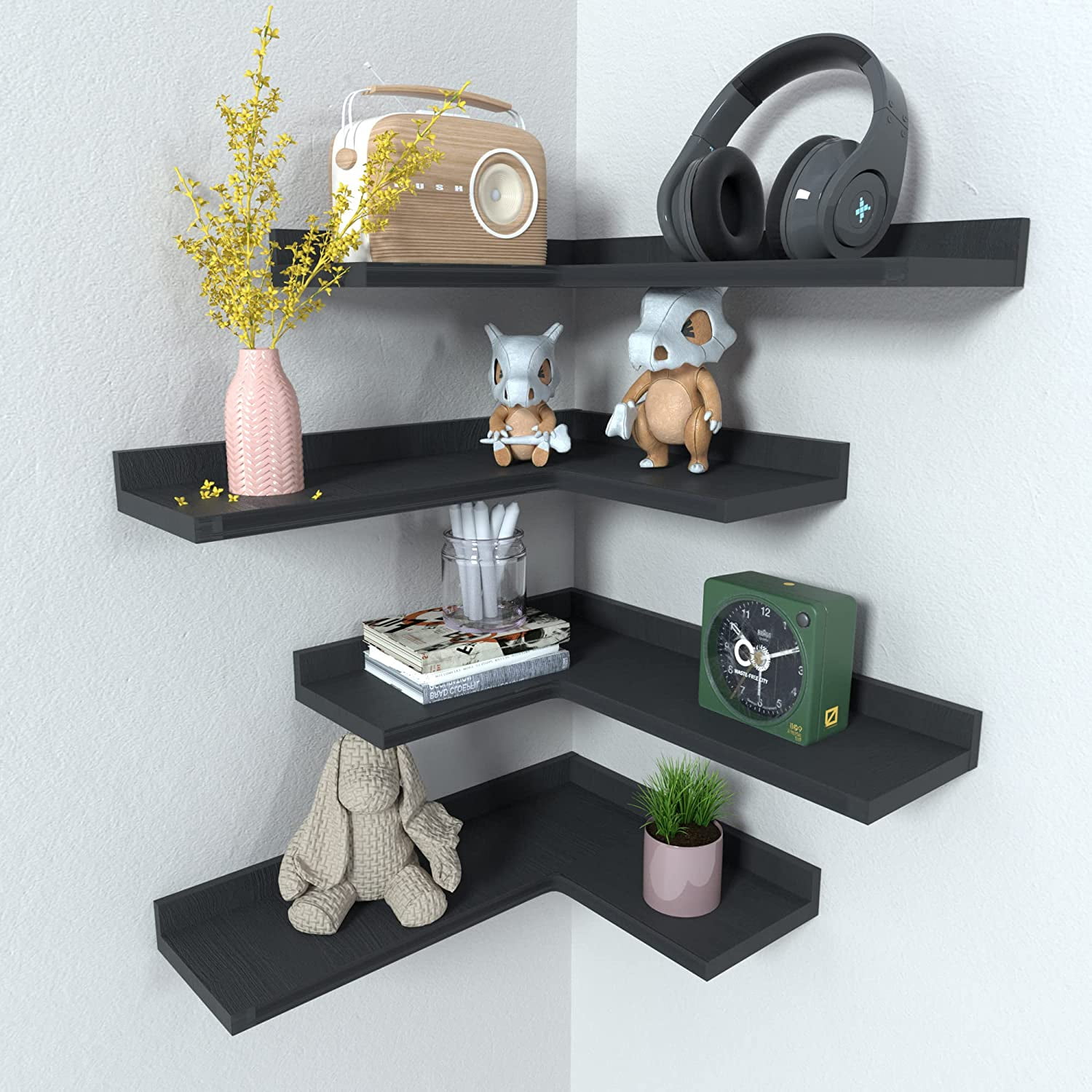 4 Tier Corner Floating Shelves Set of 4, - Walmart.com