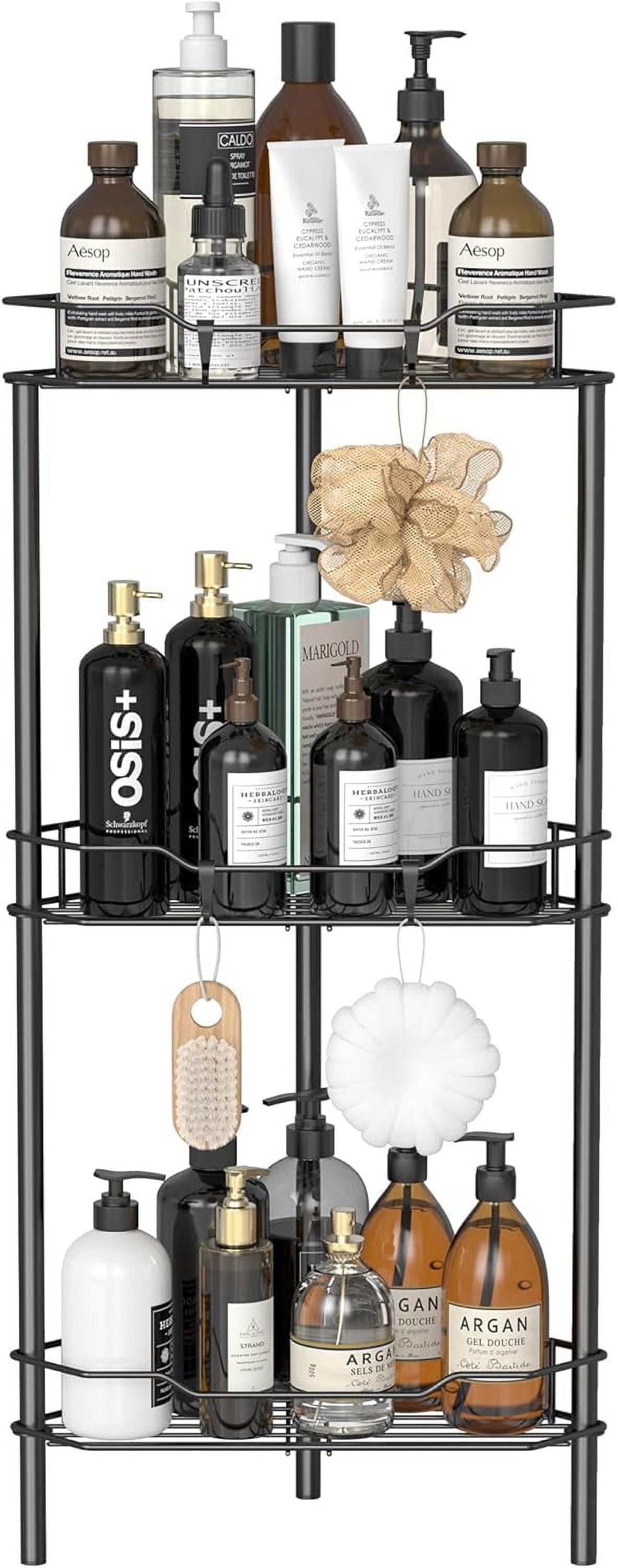 4-Tier Corner Free Standing Shower Caddy Organizer Rack with Hooks ...