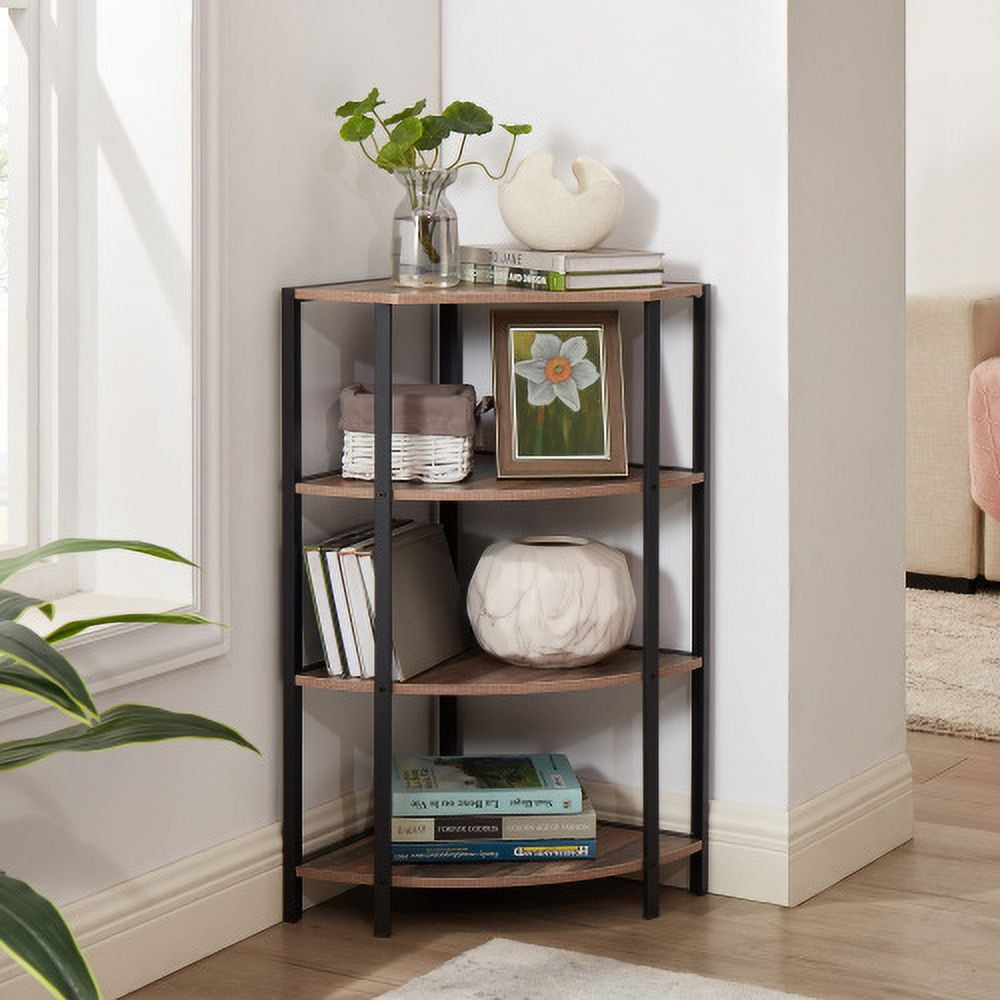 4-Tier Corner Open Shelf,Bookcase Freestanding Shelving Unit,Plant ...