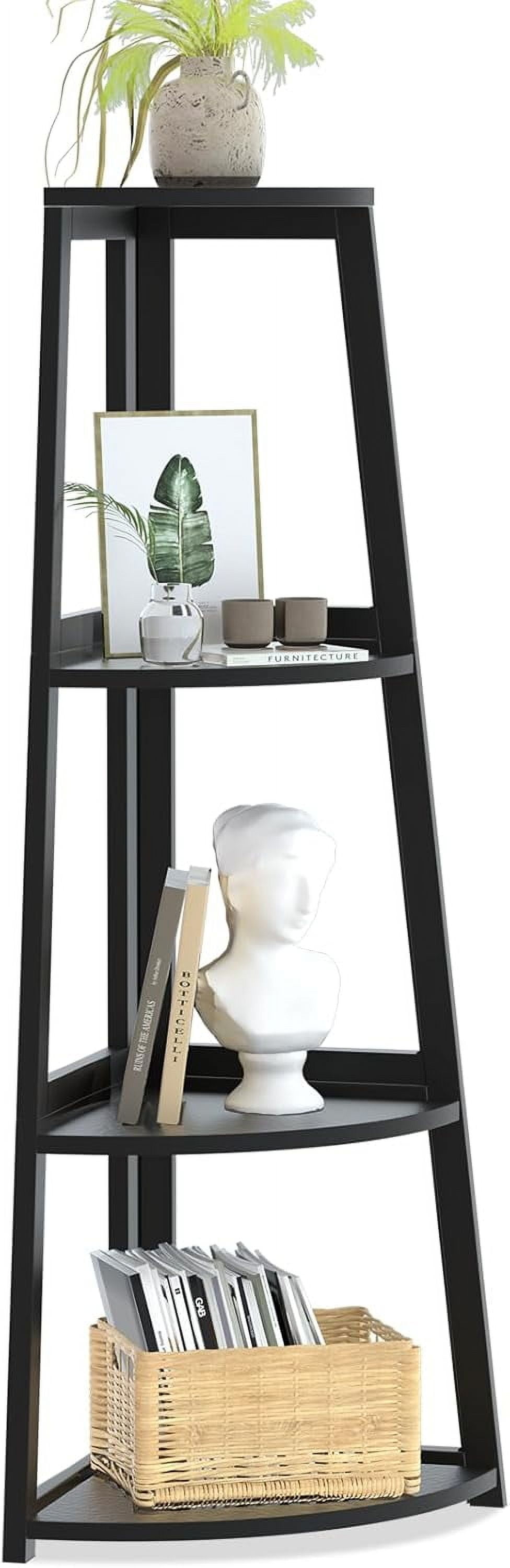 4 Tier Corner Shelf,Bamboo Corner Ladder Shelf,47" Tall Corner Ladder ...