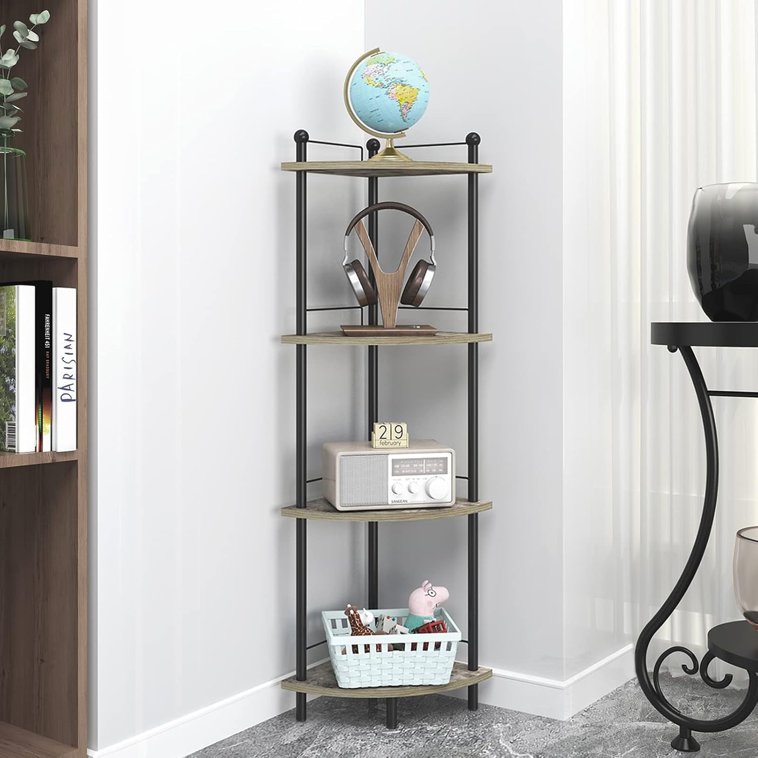 4-Tier Corner Shelf, Free-Standing Corner Shelves, Multipurpose Corner ...