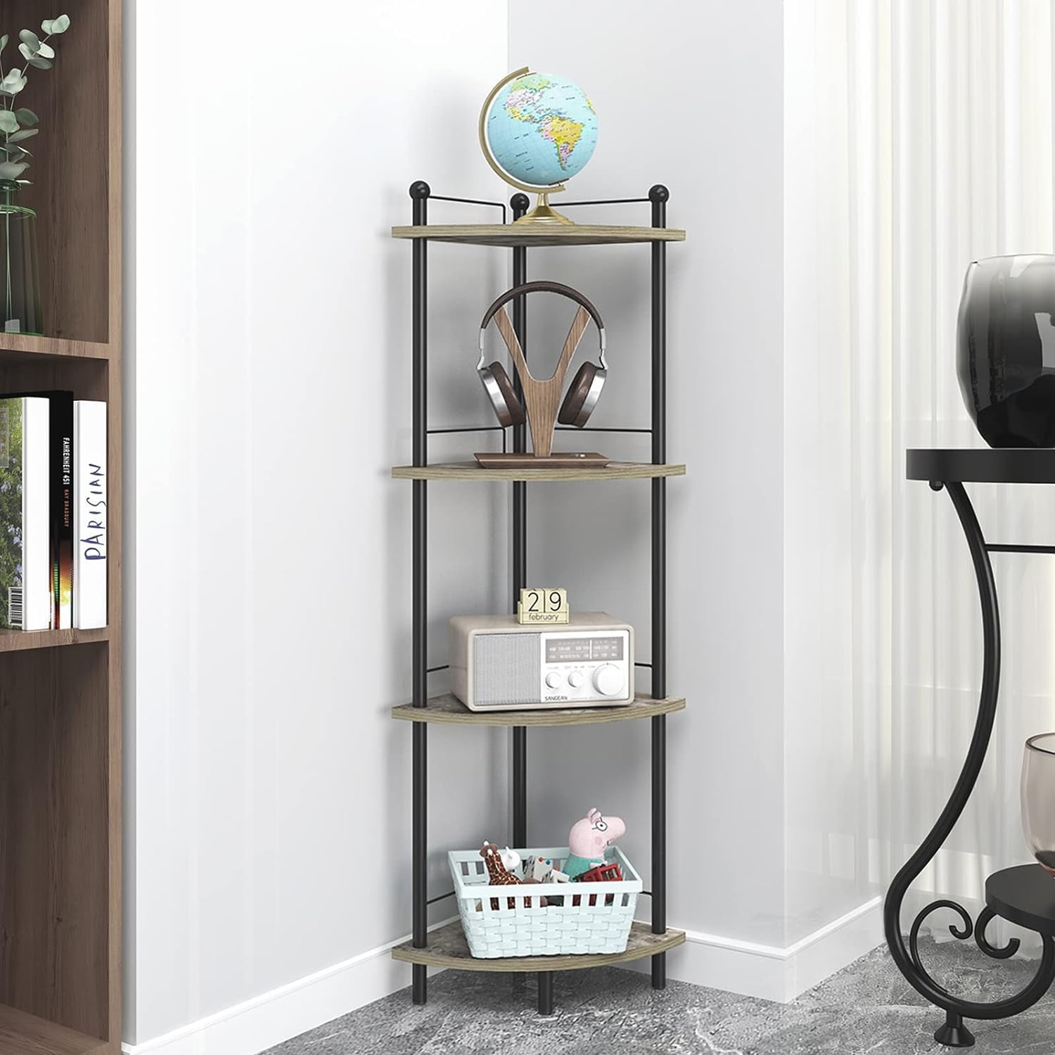 4-Tier Corner Shelf, Free-Standing Corner Shelves, Multipurpose Corner ...