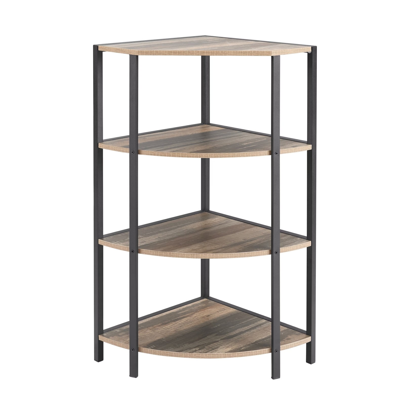 4 Tier Corner Shelf - Rustic Brown Metal Storage Stand for Small Spaces ...