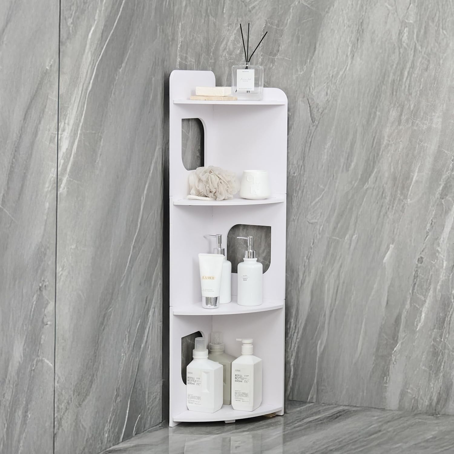 4-Tier Corner Shelves, Restroom Organizer, Toilet Paper Holder Free ...
