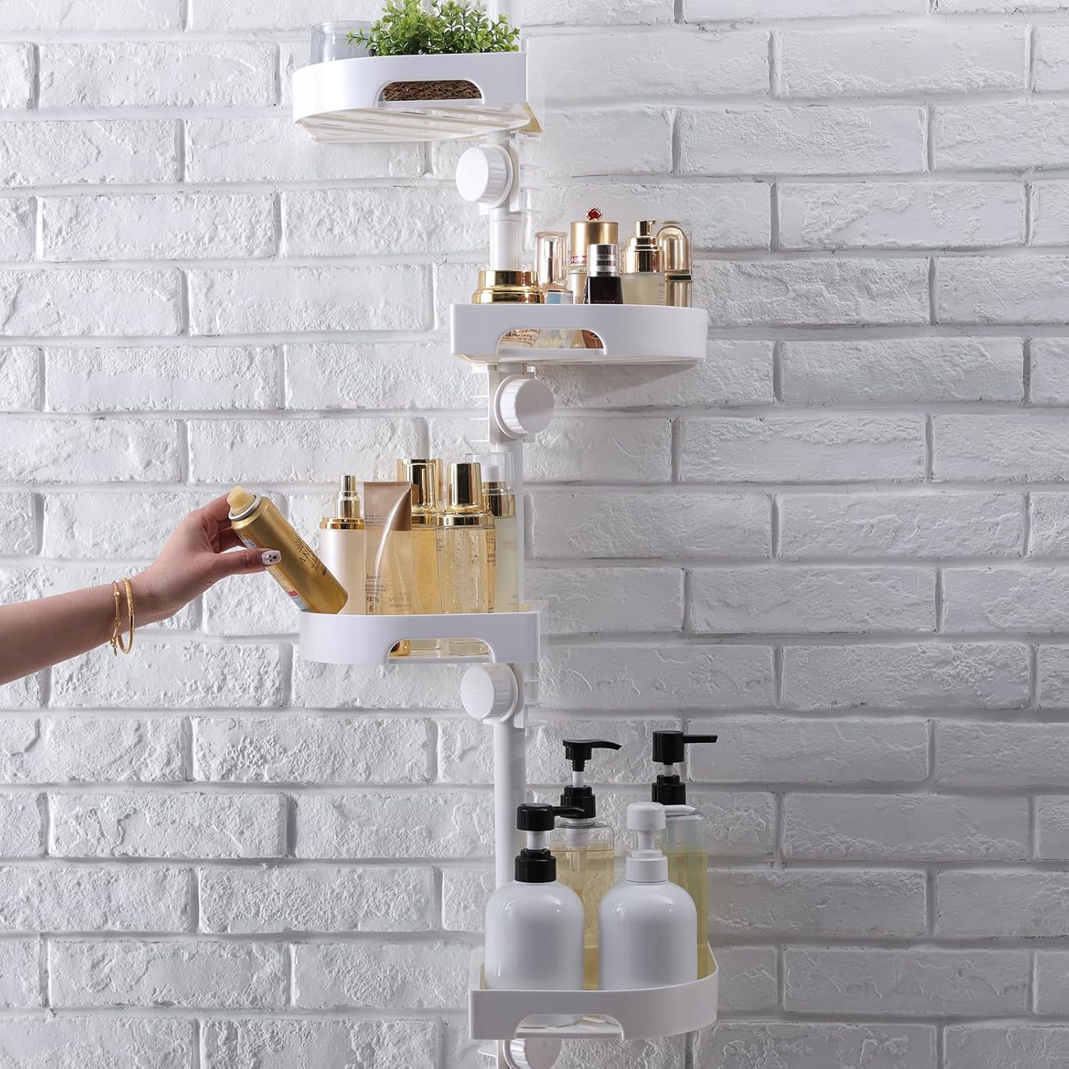 4-Tier Corner Shower Caddy Tension Pole Organizer - Adjustable ...