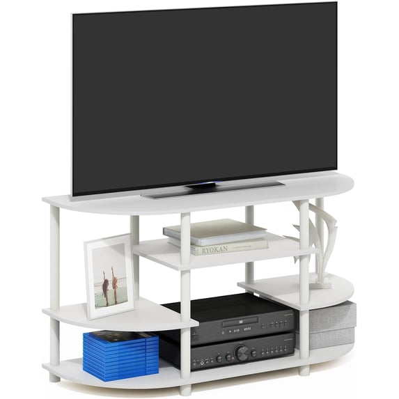 4-Tier Corner TV Stand with Round Edges for TVs up to 44 Inch Open ...