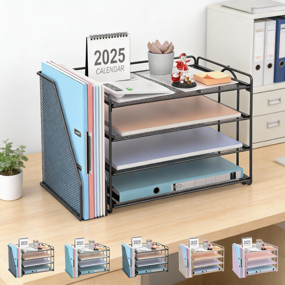 4-Tier Cute Paper Organizer with Magazine Holder - Office Desk ...