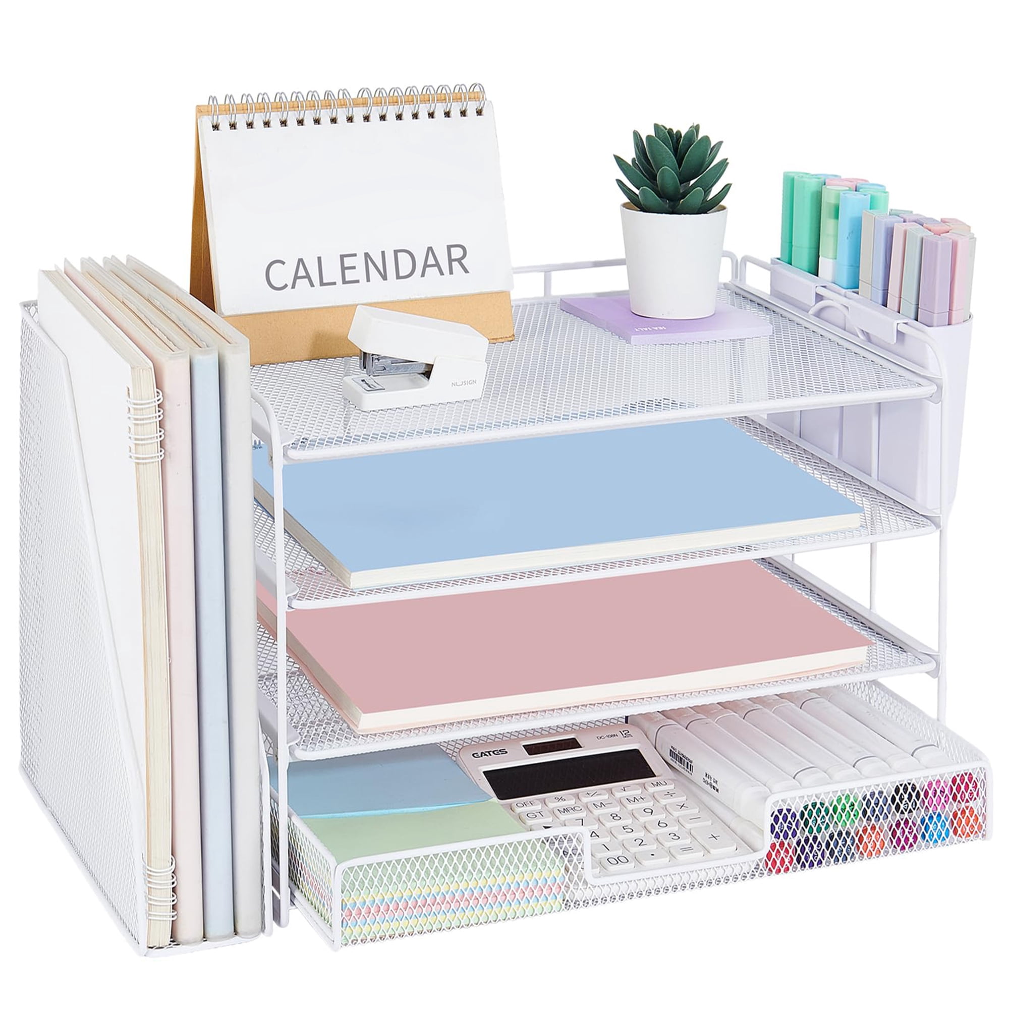 4-Tier Desk Organizer, Drawer & 2 Pen Holders for Files - Walmart.com