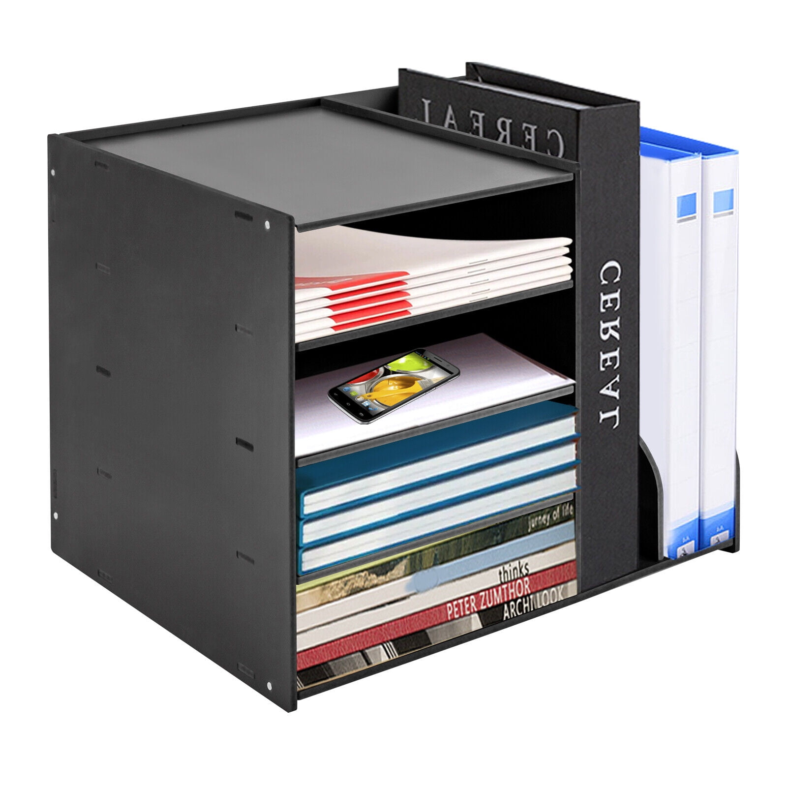 4-Tier Desk Organizer with Trays File Holder Organizer Pvc Desk File ...