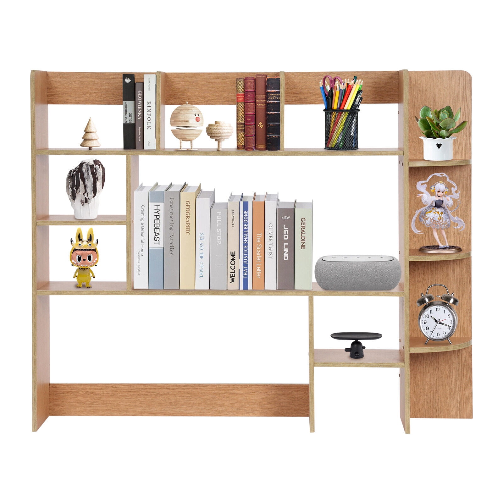 4 Tier Desktop Bookshelf, Office Tabletop Desktop Organizer with 13 ...