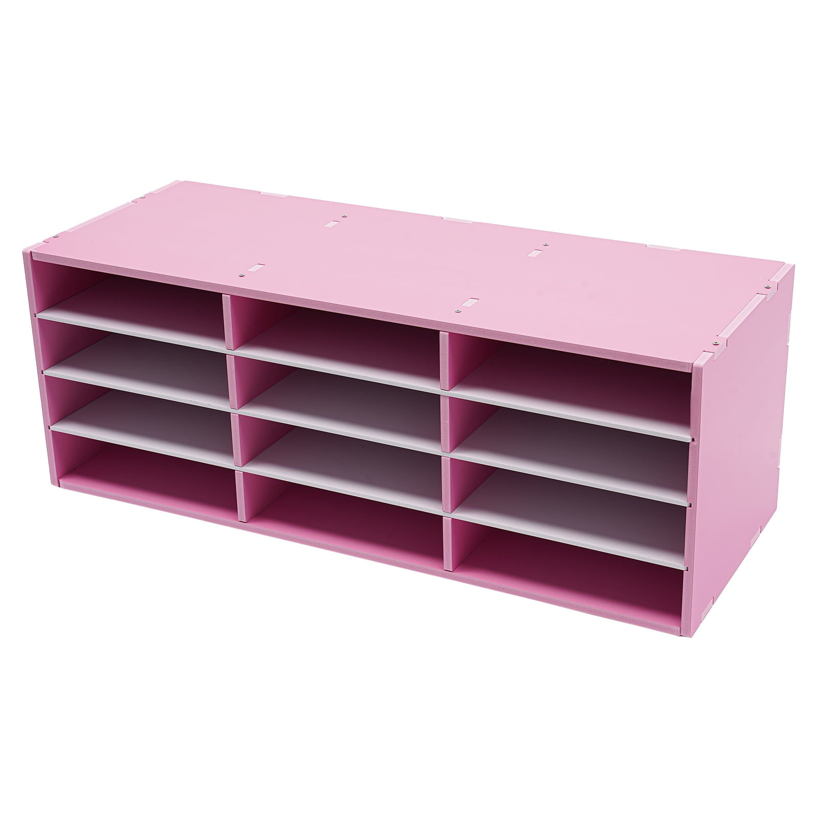 4-Tier Desktop File Organizer, Pink PVC Literature Organizer with 12 ...