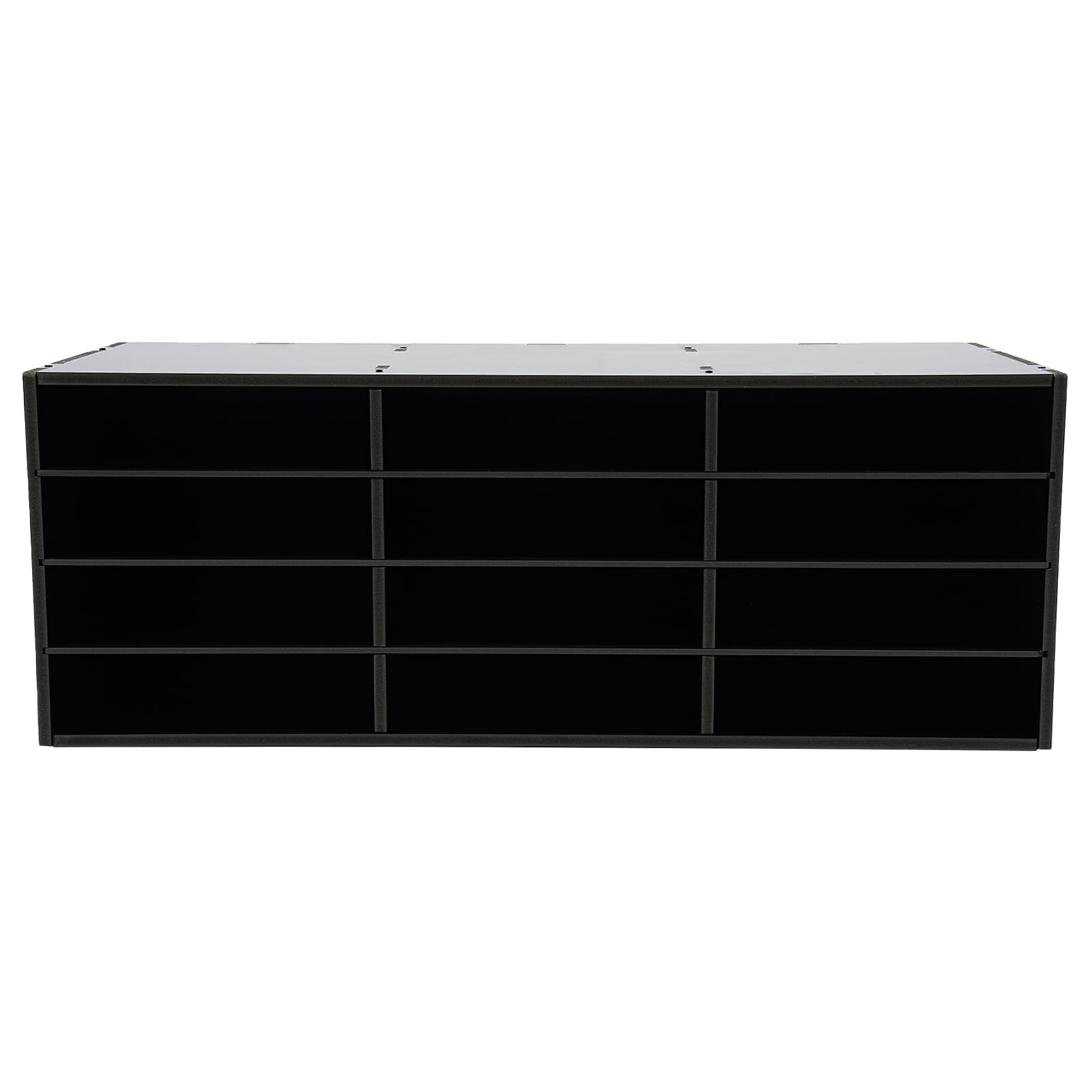 4-Tier Desktop Literature Organizer, 12 Slots, Black PVC, Freestanding ...