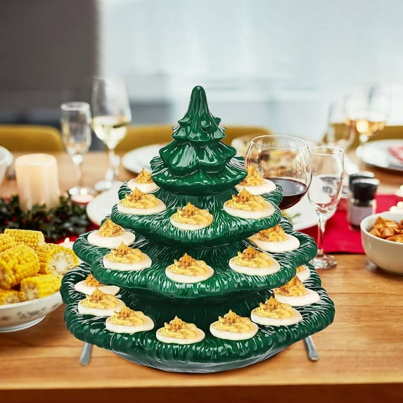 4 Tier Deviled Egg Platter with Christmas Tree Shape, Deviled Egg Tray ...