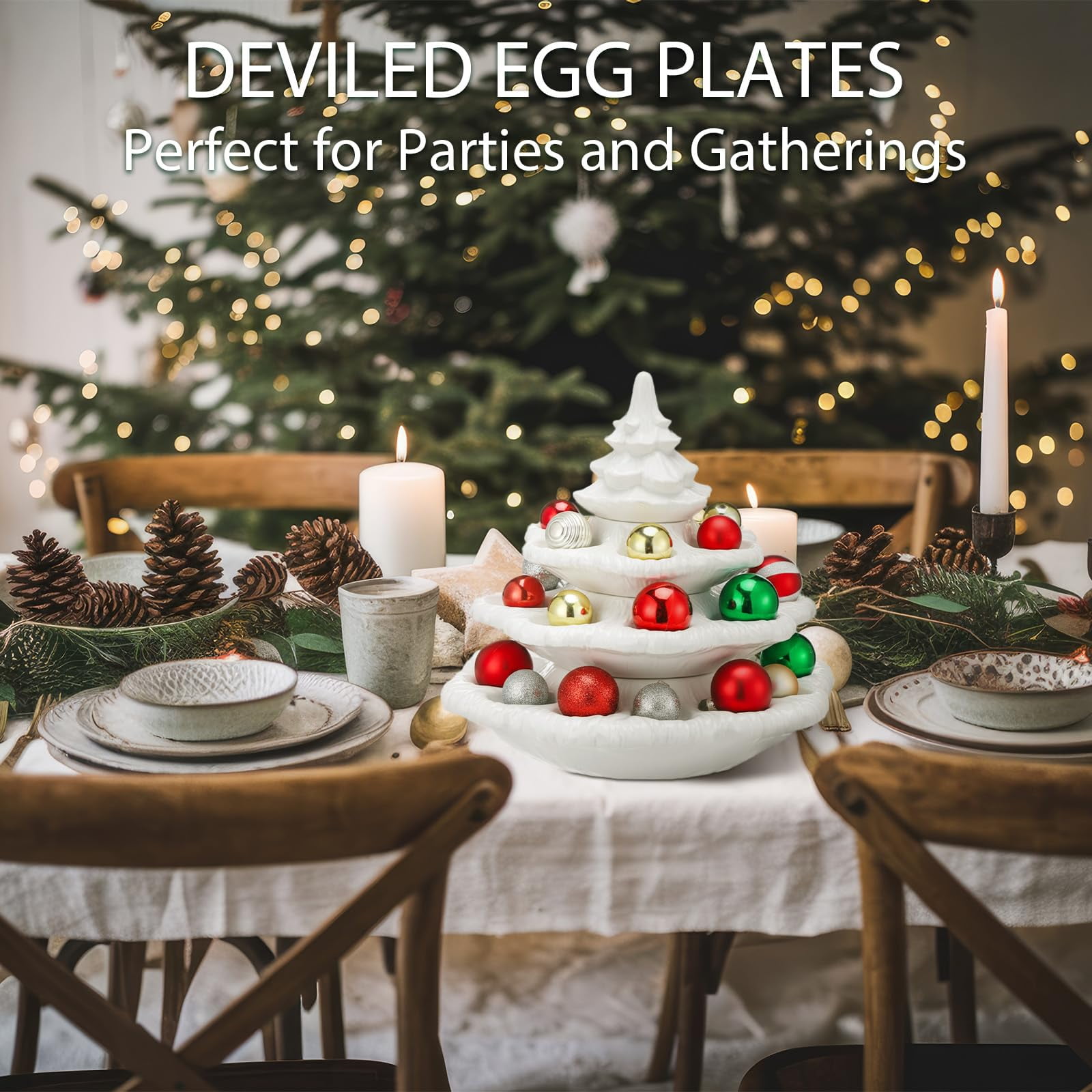 4 Tier Deviled Egg Platter with Christmas Tree Shape, Deviled Egg Tray ...