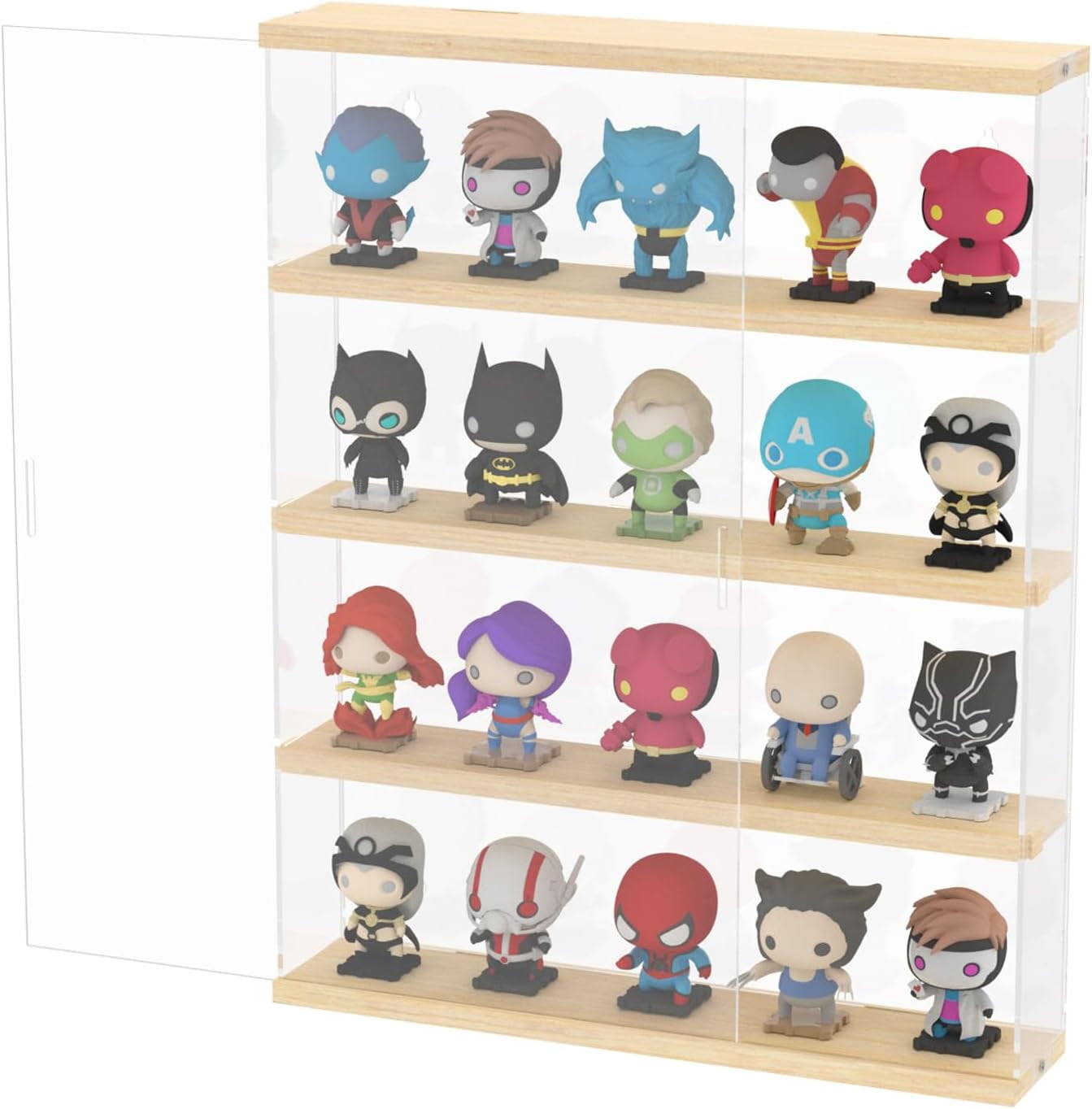 4-Tier Display Case for Collectibles Showcase with Sliding Door, Wall ...