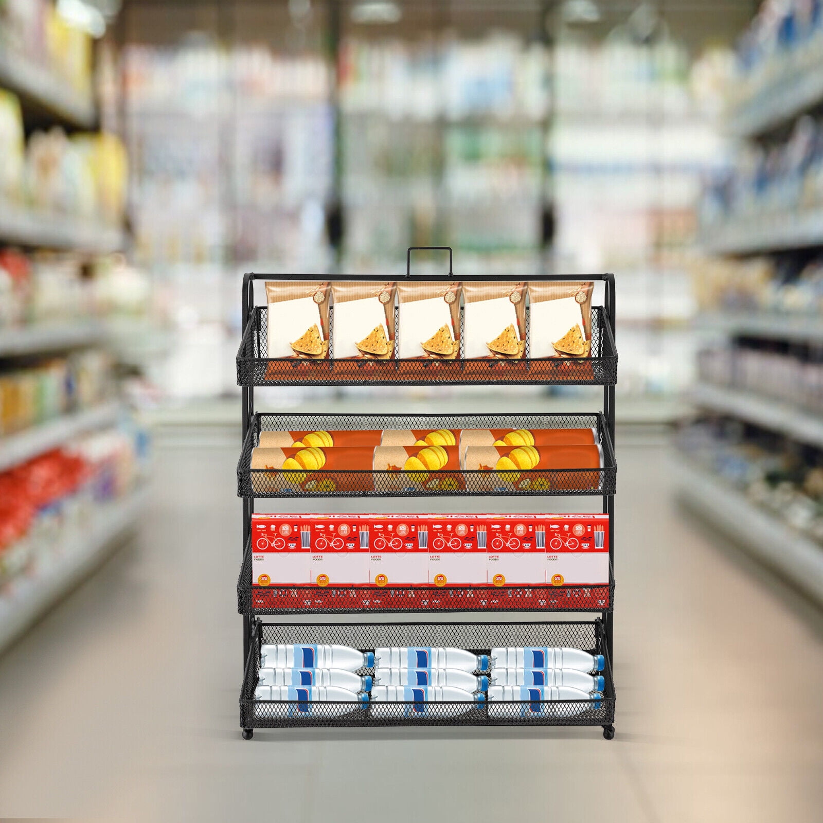 4 Tiers Display Rack Stand Iron Retail Snacks Food Candy Shelf for ...
