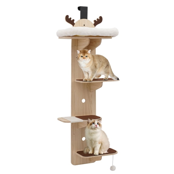 4-Tier Door Hanging Cat Tree Wooden Door Mounted Vertical Cats Climbing ...