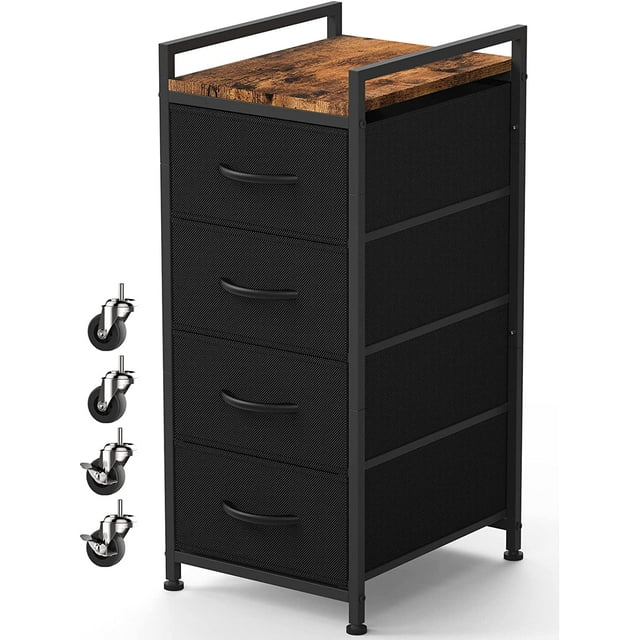 4 Tier Drawer Closet Organizer Tower Clothing Storage Drawers, Black ...