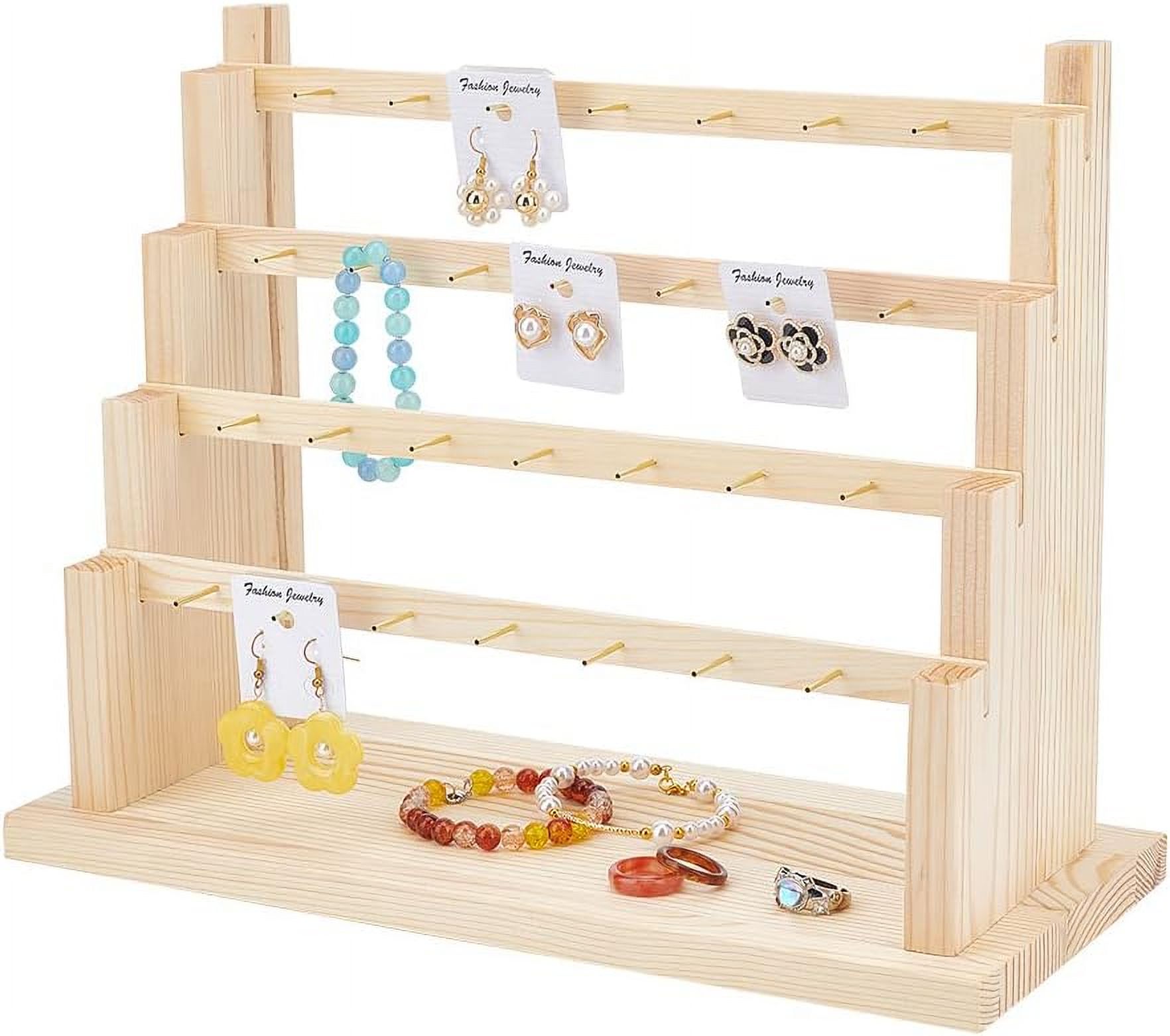 4 Tier Earring Stand Display Wood Earring Holder Organizer Ear Stud ...