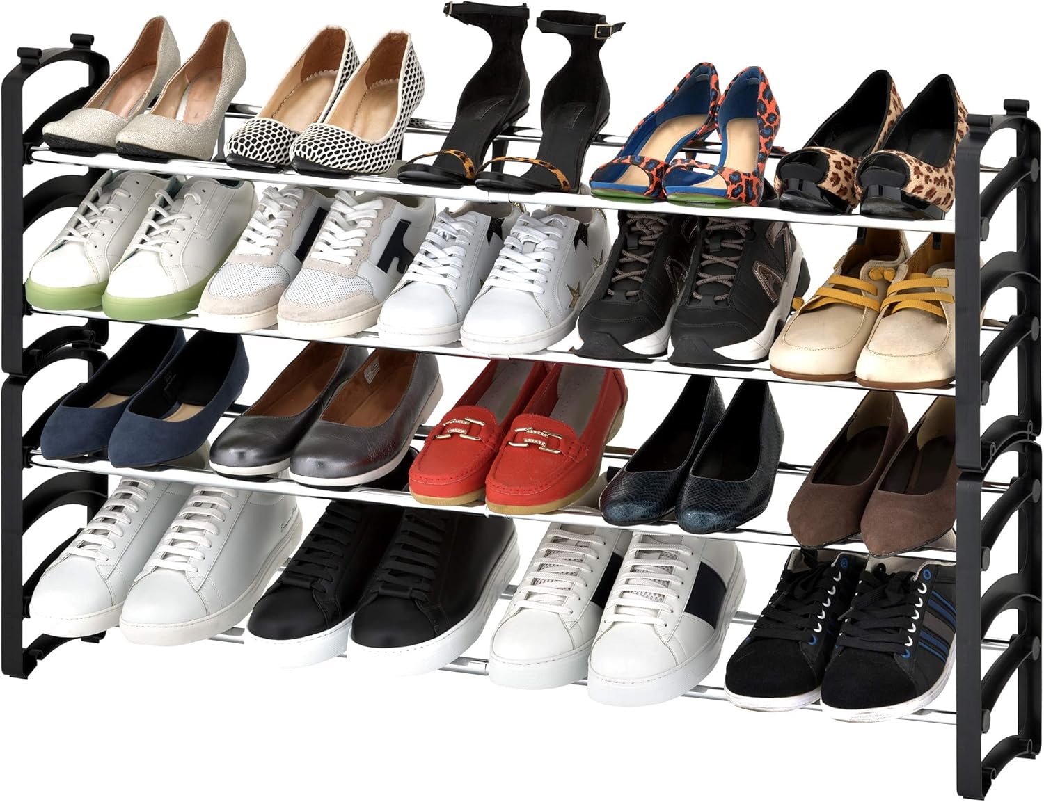 4-Tier Expandable 24-Pair Shoe Rack Resin Freestanding Closet Entryway ...