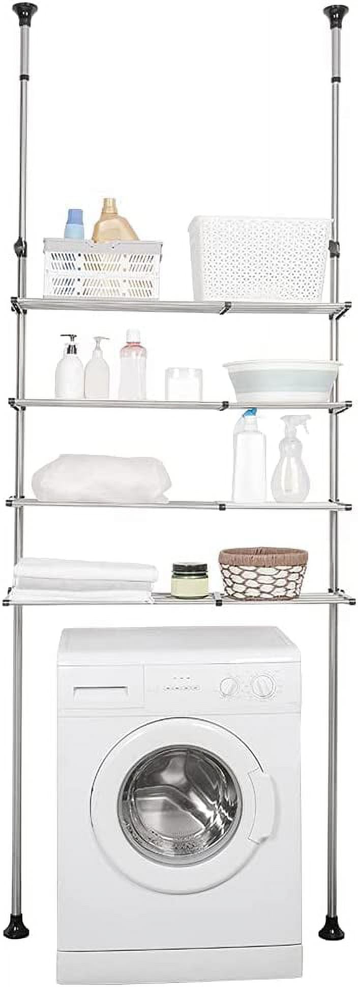 4-Tier Expandable Laundry Shelf Over Toilet Washer Dryer Storage Rack ...