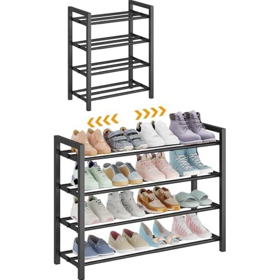 4-Tier Expandable Shoe Rack – Adjustable Metal Shoe Organizer for ...