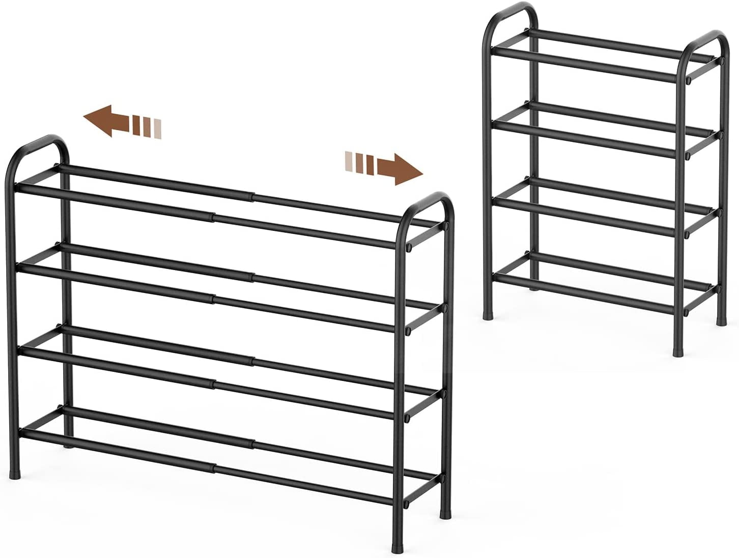 4-Tier Expandable Shoe Rack,Adjustable Shoe Shelf Storage Organizer ...
