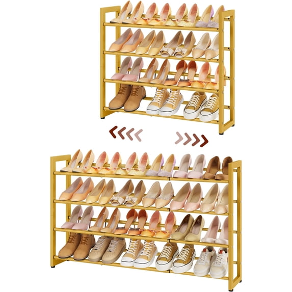 4-Tier Expandable Shoe Rack, Adjustable Shoe Shelf Storage Organizer ...