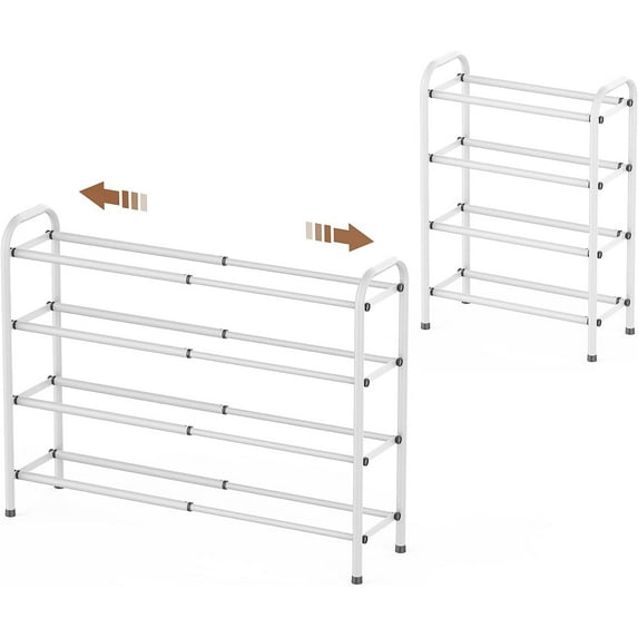 4-Tier Expandable Shoe Rack,Adjustable Shoe Shelf Storage Organizer ...