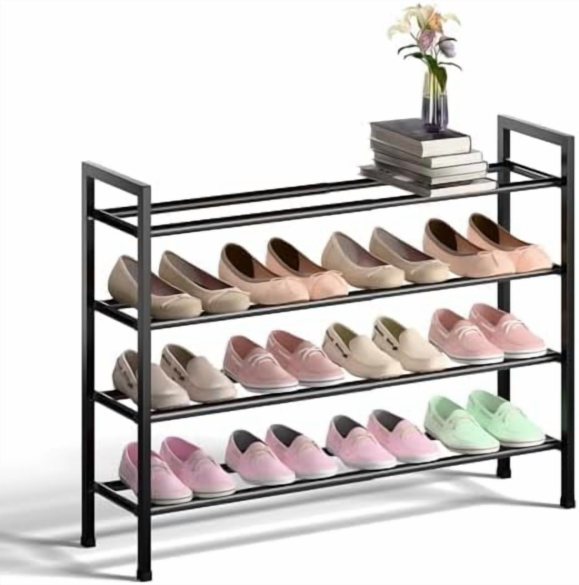 4-Tier Expandable Shoe Rack for Closet, 18“-33” Adjustable Shoe Rack ...