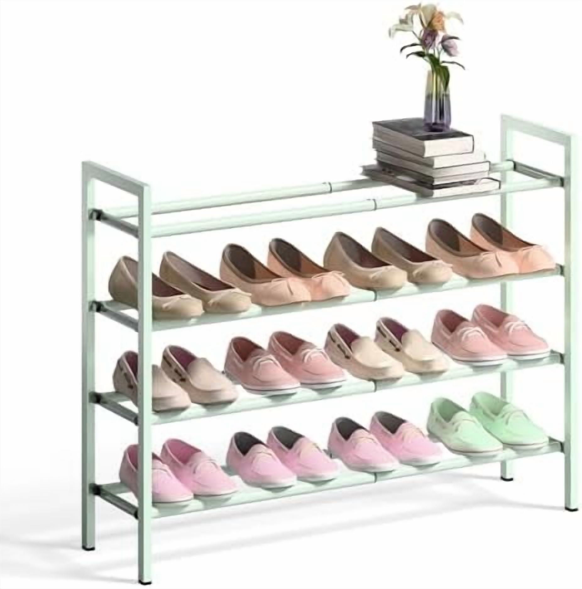 4-Tier Expandable Shoe Rack for Closet, 18“-33” Adjustable Shoe Rack ...