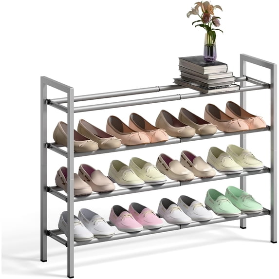 4-Tier Expandable Shoe Rack for Closet, 18“-33” Adjustable Shoe Rack ...